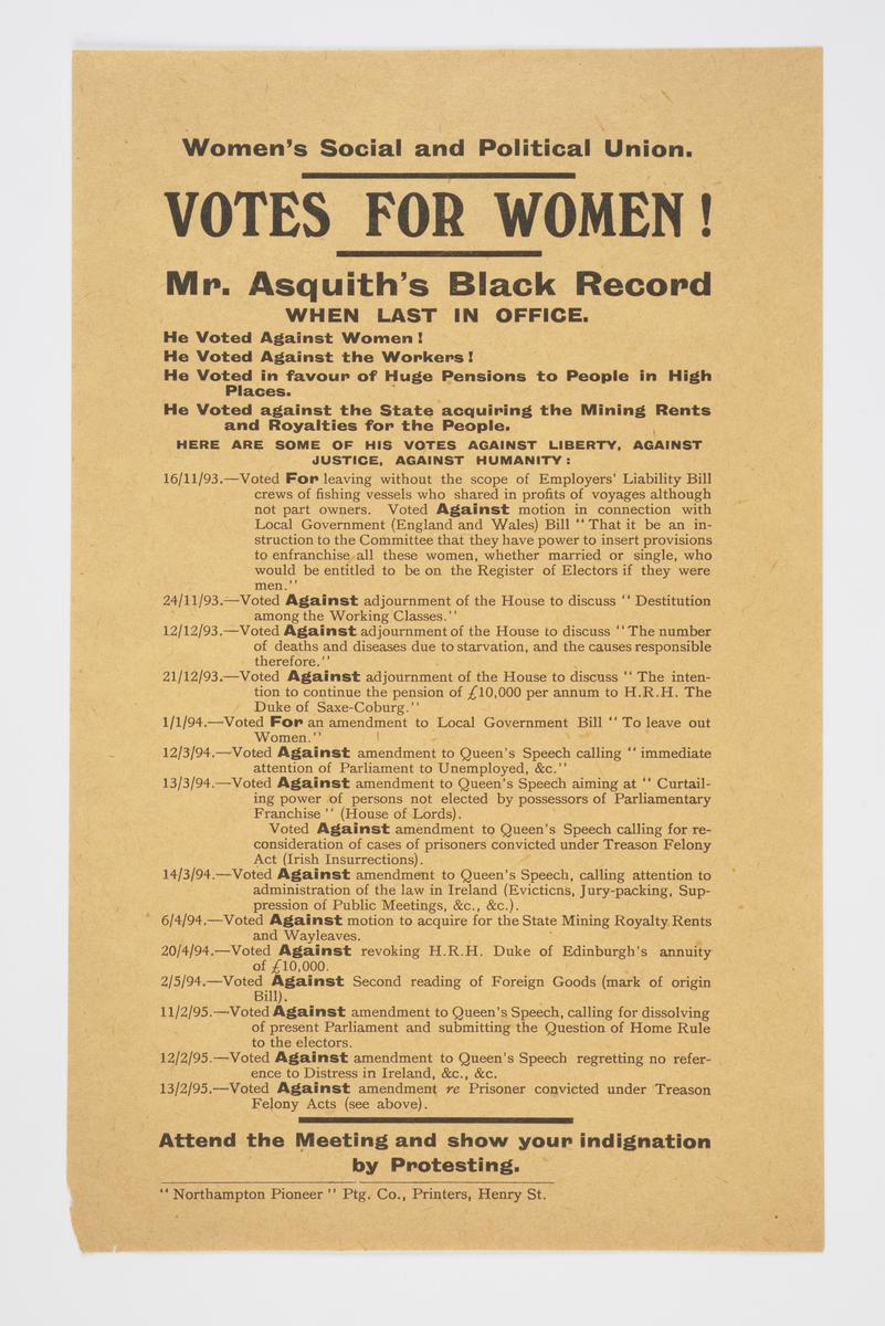 Mr Asquith's Black Record when last in Office | London Museum