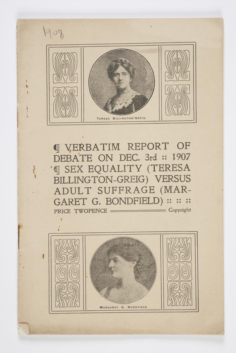 Verbatim Reporter of Debate on Dec 3rd 1907 | London Museum