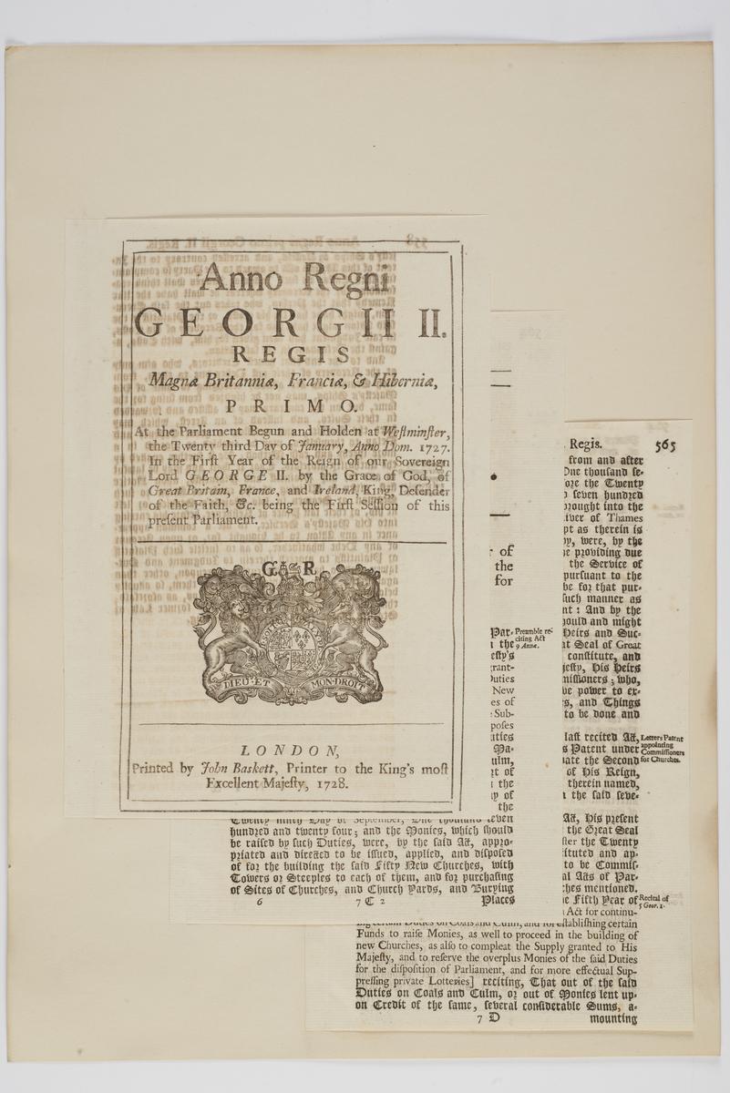 Anno Regni Georgii II Regis Magna Britannia, Francia, & Hibernia Primo ...