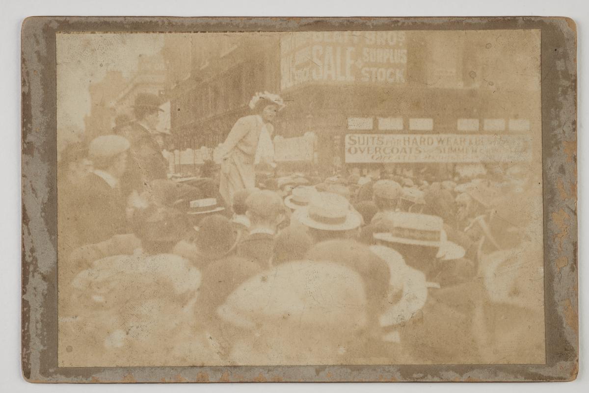 Photograph of Suffragette Hannah Mitchell addressing a crowd | London ...