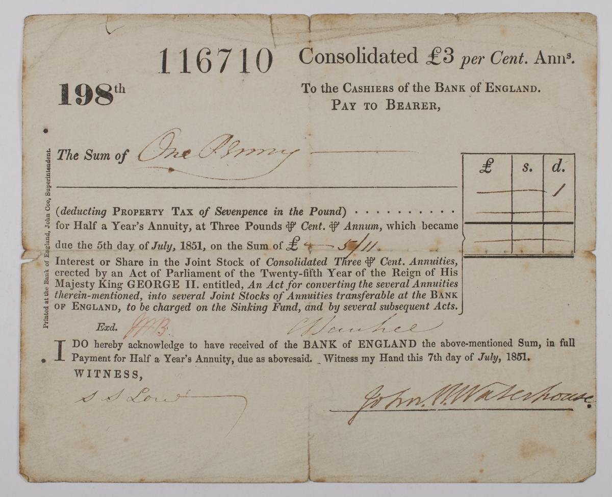 Cheque | London Museum