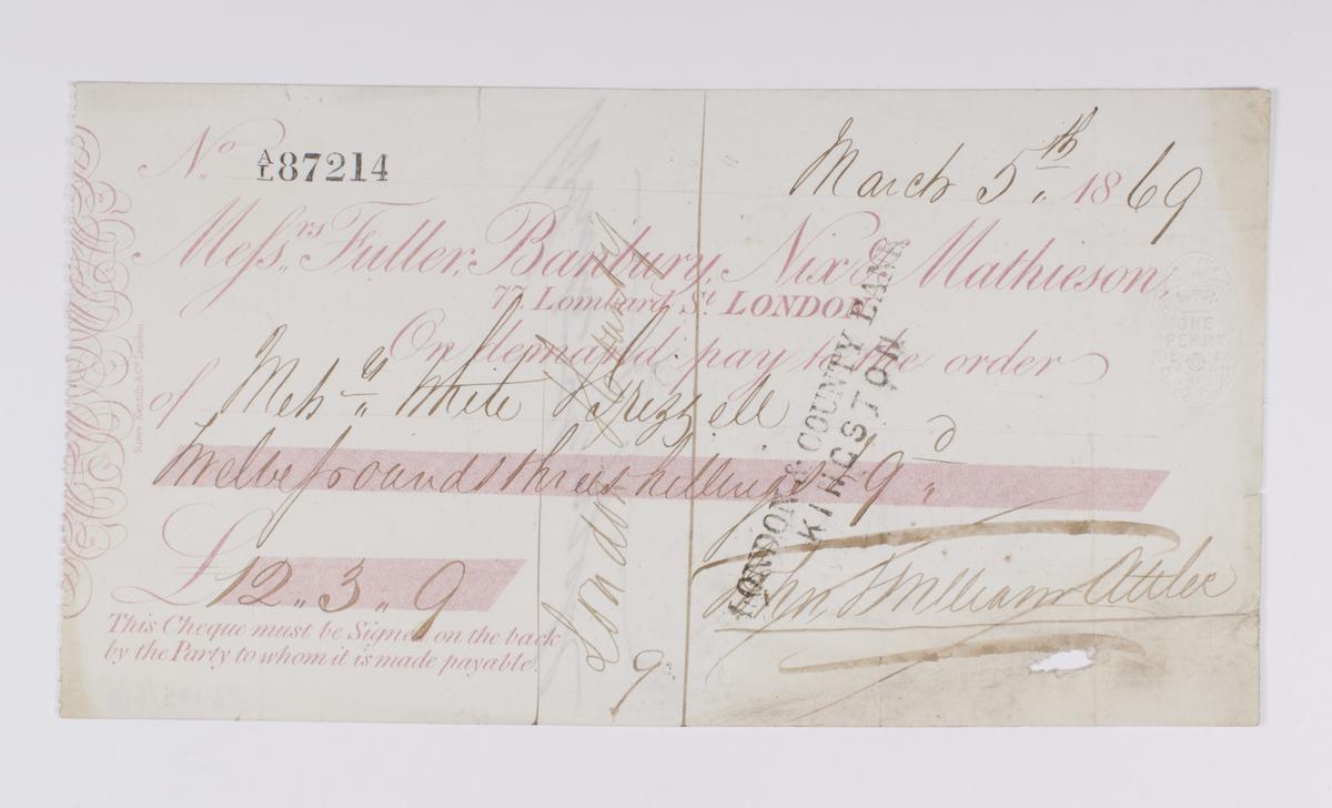 Cheque | London Museum