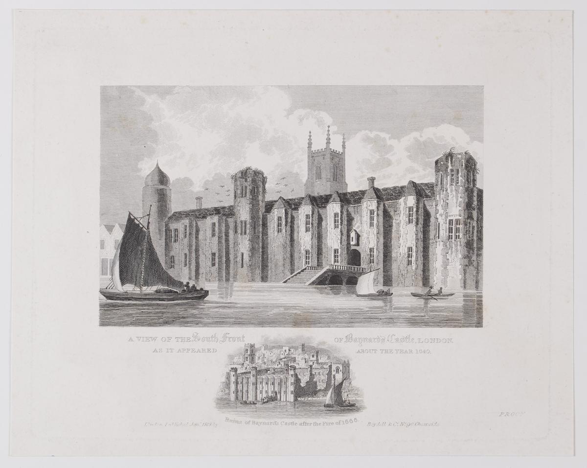 A View of the South Front of Baynard's Castle, London, as it appeared ...