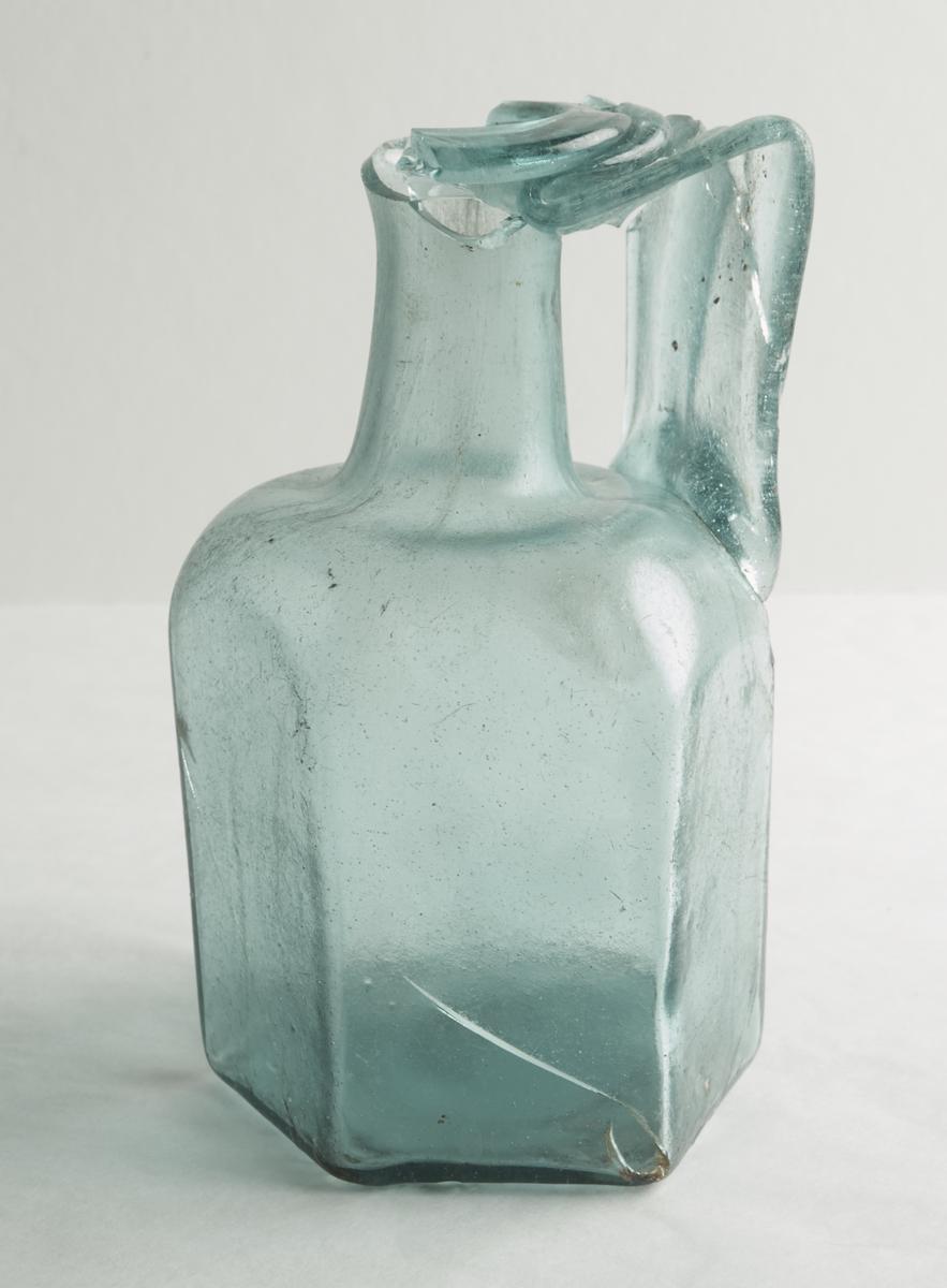 Glass, vessel, bottle, prismatic hexagonal bottle | London Museum