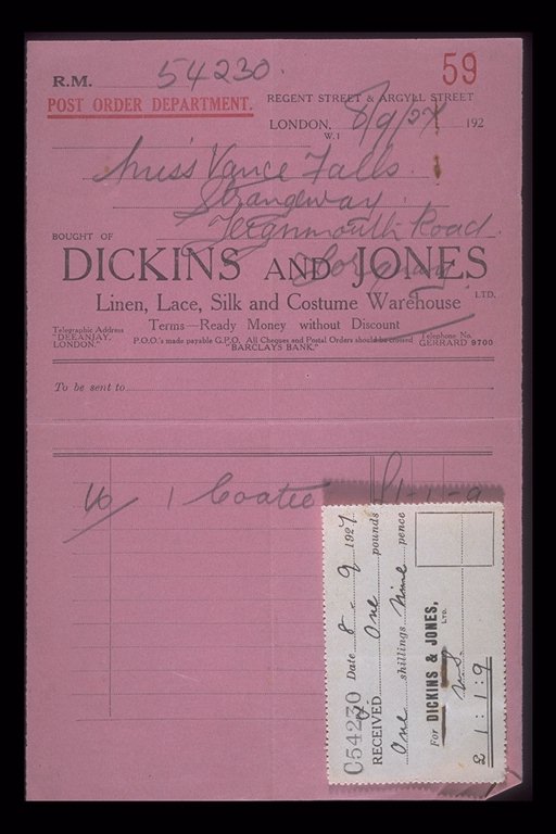Invoice, receipt | London Museum