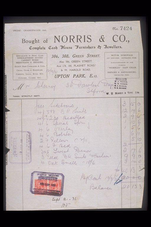Invoice, receipt | London Museum